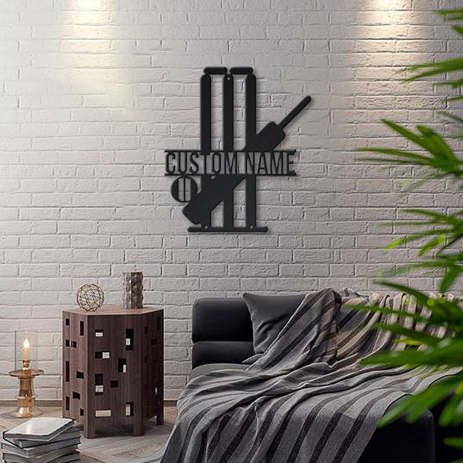 Cricket Stump Sport Metal Wall Art LED Lights V4, Custom Cricket Sport ...