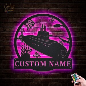 Submarine Metal Sign LED Lights, Custom Submarine Metal Sign, Submarine ...