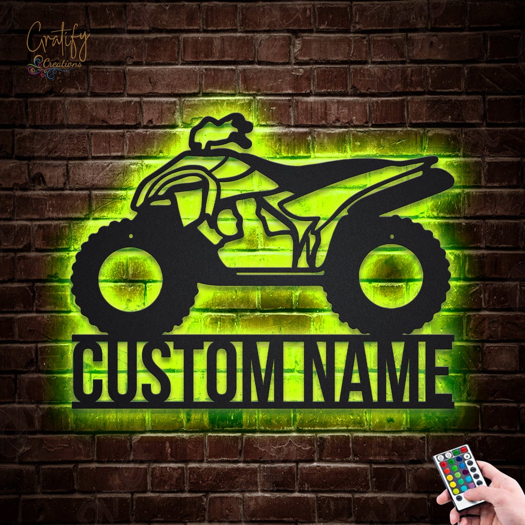 Quad Bike Metal Wall Art LED Lights V6, Custom Quad Bike Metal Wall Art ...
