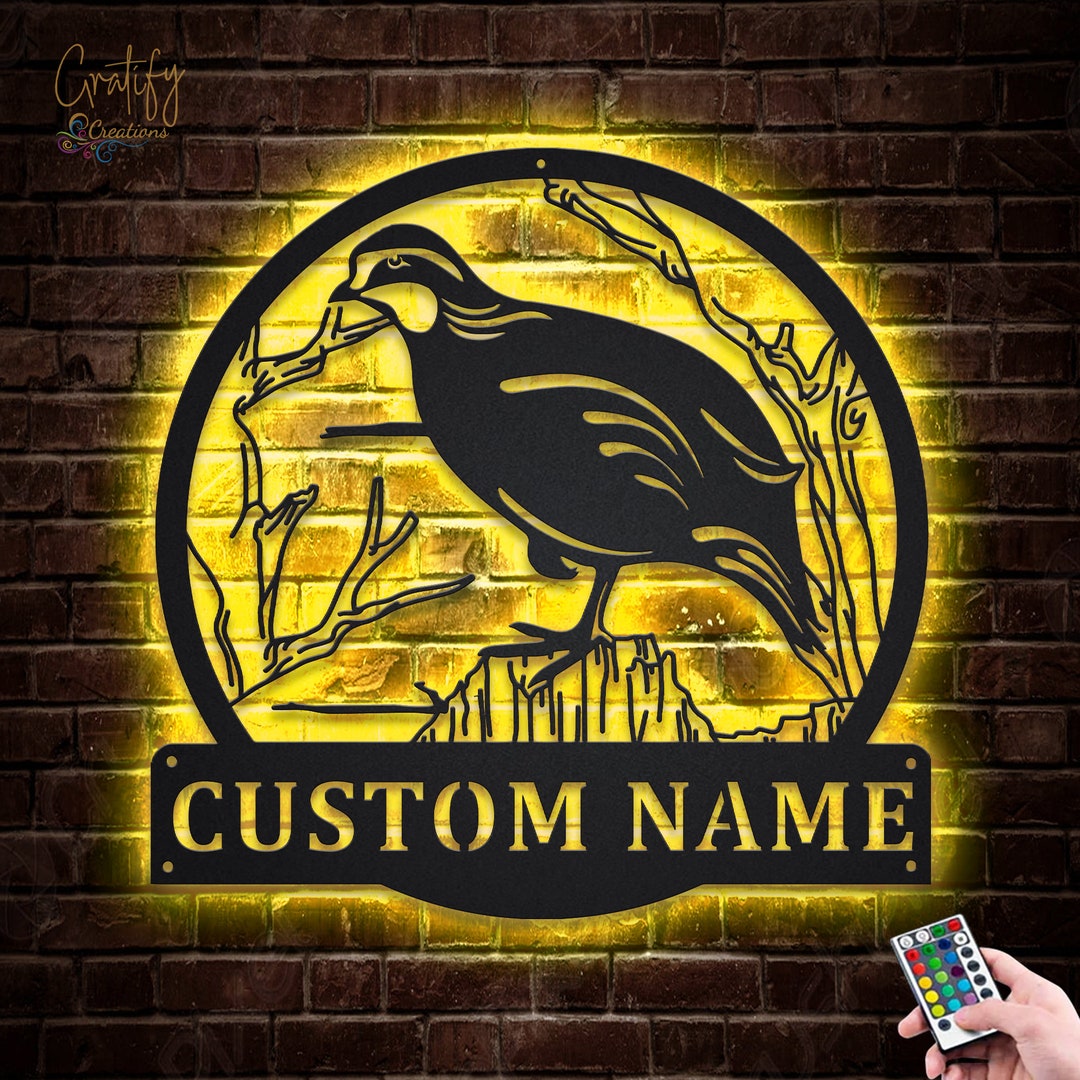 Bobwhite Bird Metal Sign LED Lights, Custom Bobwhite Bird Metal Sign ...