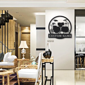 Drum Metal Wall Art With LED Lights V4, Custom Drummer Metal Signs ...