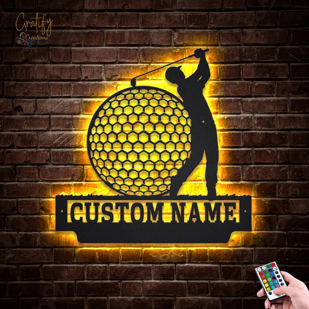 Golf Sign Personalized,custom Golfing Metal Wall Art With Led Lights ...