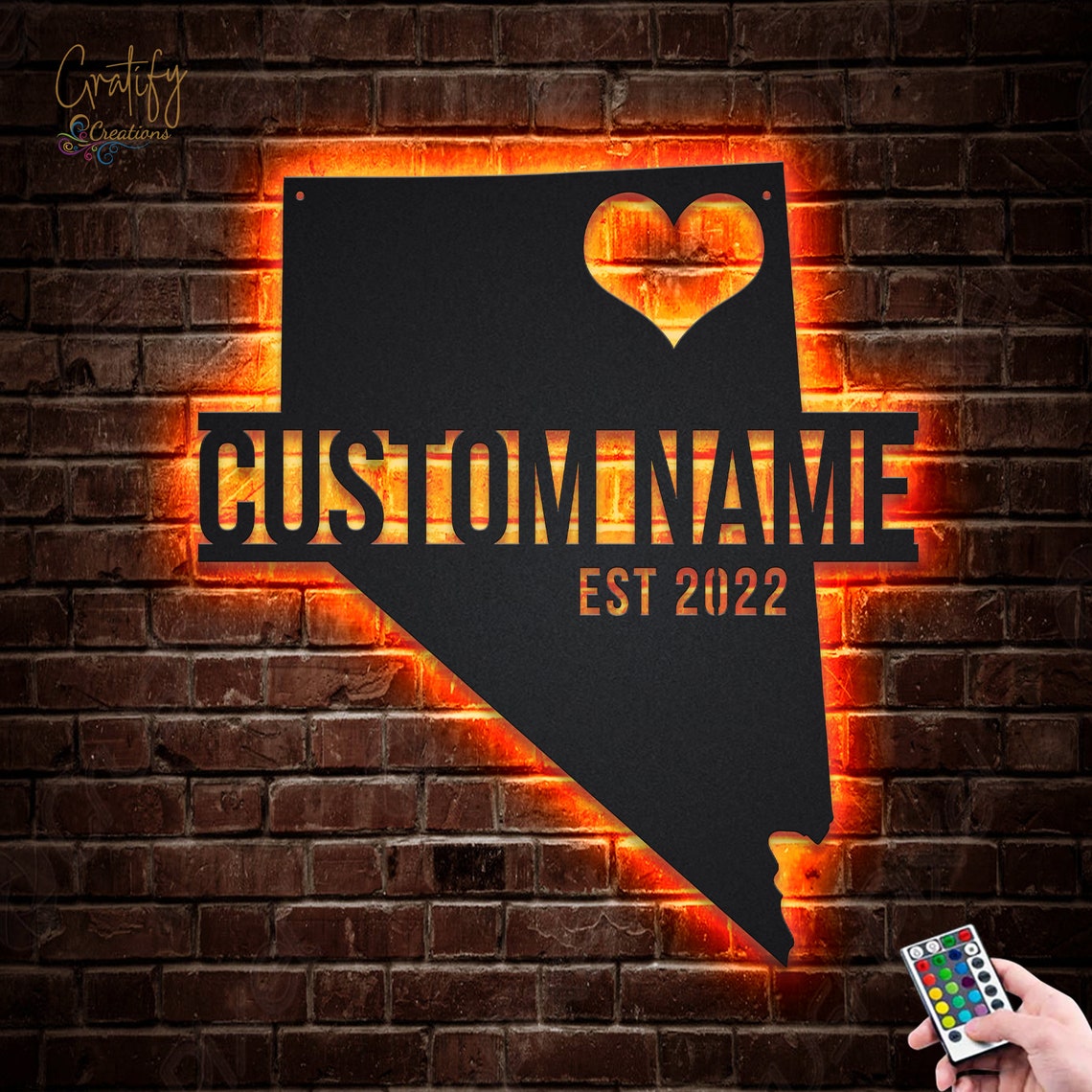 Nevada State Map Metal LED Lights, Custom Nevada Metal Wall Art, Born ...