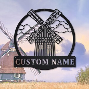 Windmill Metal Sign LED Lights V3, Custom Windmill Metal Sign, Windmill ...