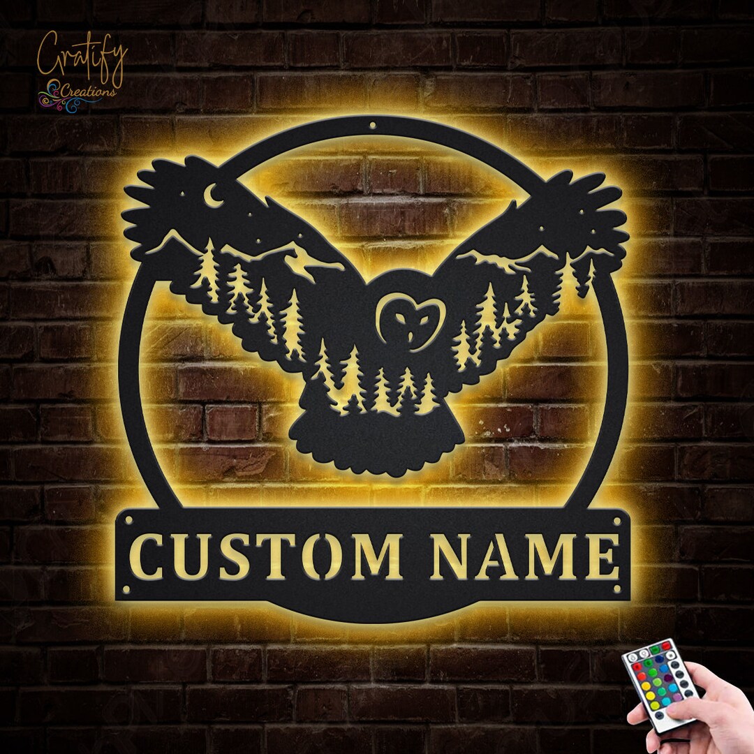 Animals With Forest Metal Sign LED Lights V6, Custom Animals With ...