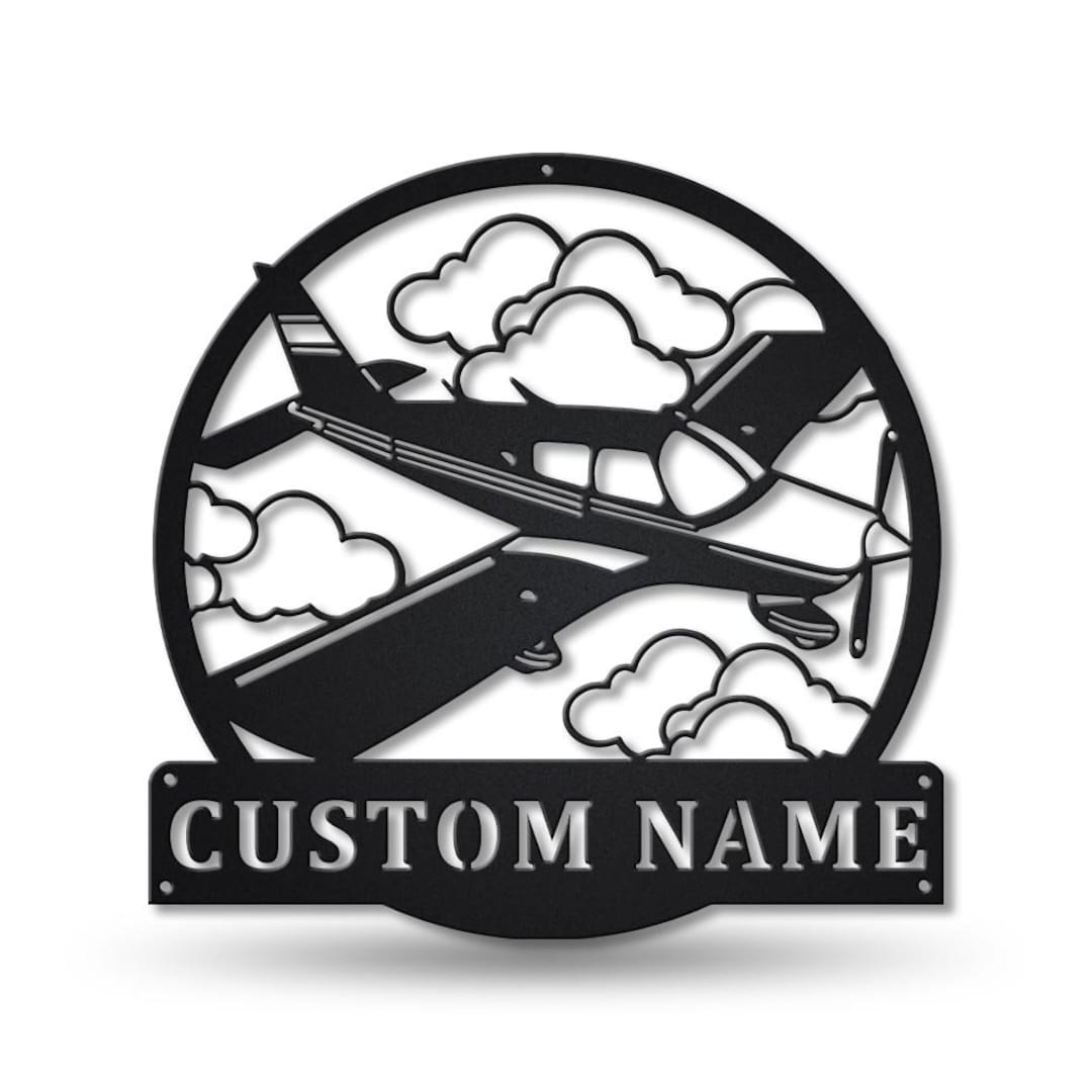 Custom Airplane Monogram Metal Sign Art V2, Personalized Airplane Metal ...