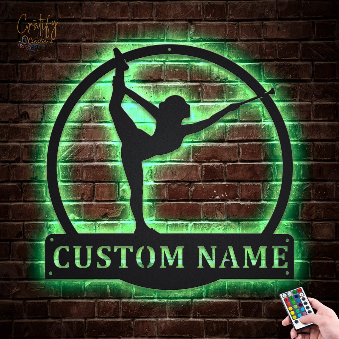 Baton Twirling Metal Wall Art LED Light V1, Custom Baton Twirling Metal ...