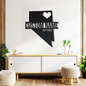 Nevada State Map Metal LED Lights, Custom Nevada Metal Wall Art, Born ...