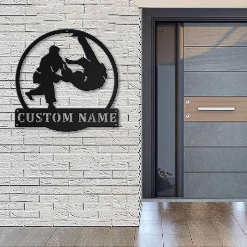 Custom Brazilian Jiu Jitsu Monogram Metal Sign Art V2, Personalized Jiu ...