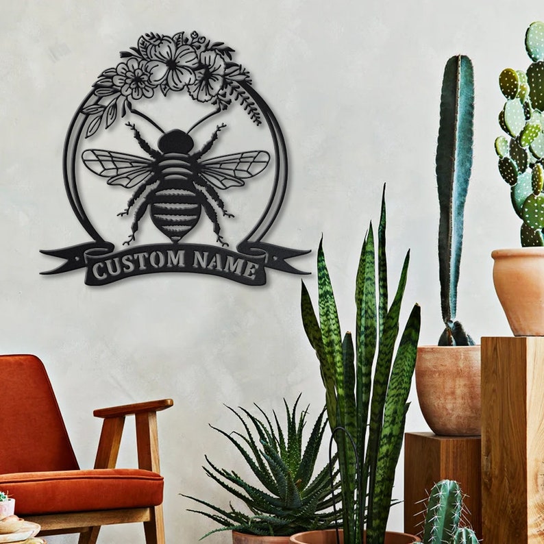 Bee Metal Sign LED Lights V2, Custom Honey Bee Metal Sign, Bee ...