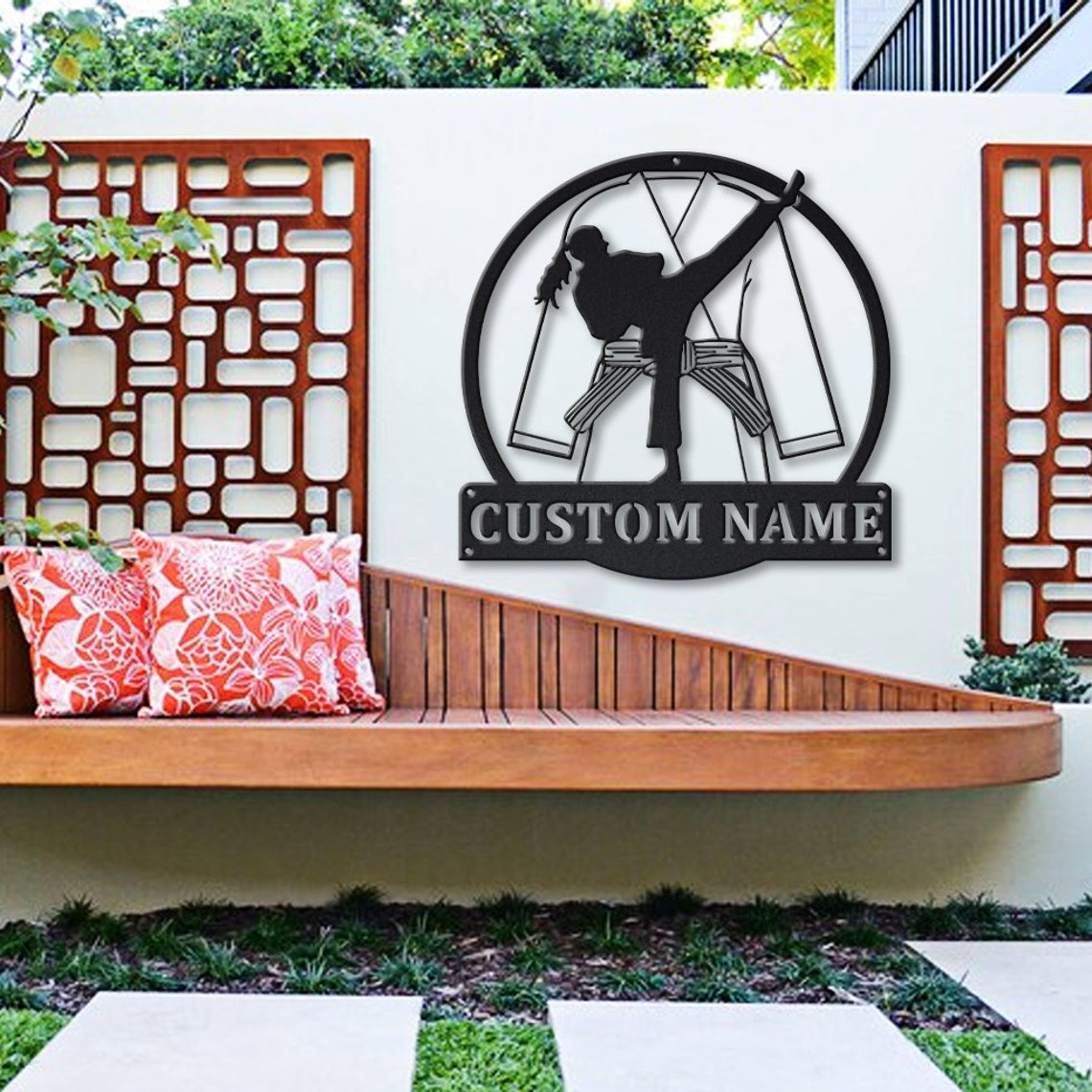 Personalized Karate Girl Monogram Metal Sign Art, Custom Karate Girl ...