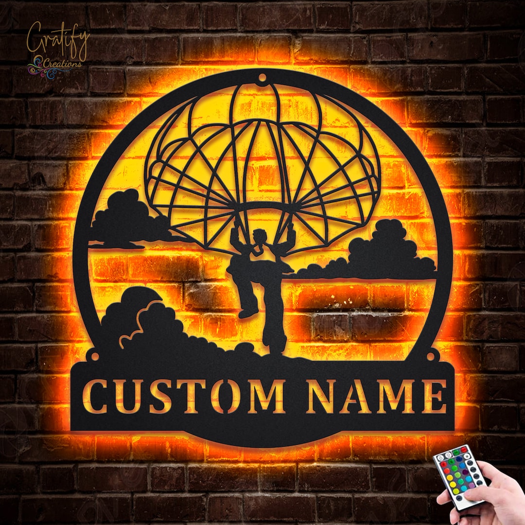 Paratrooper Metal Sign LED Lights V4, Custom Paratrooper Military Metal ...