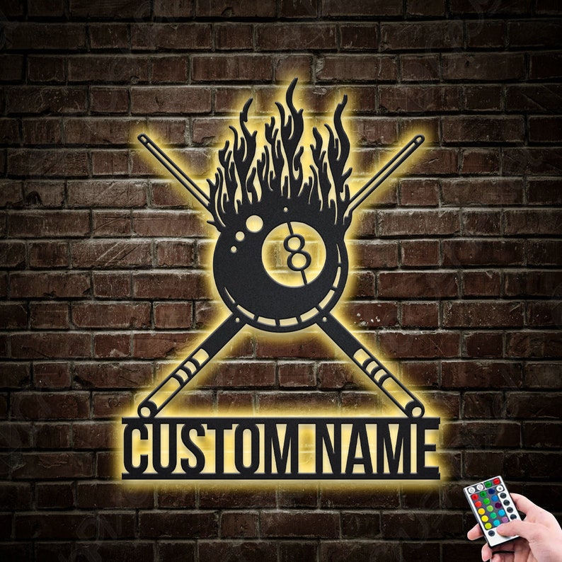 Custom Billiards Metal Sign LED Lights Billiards Metal - Etsy