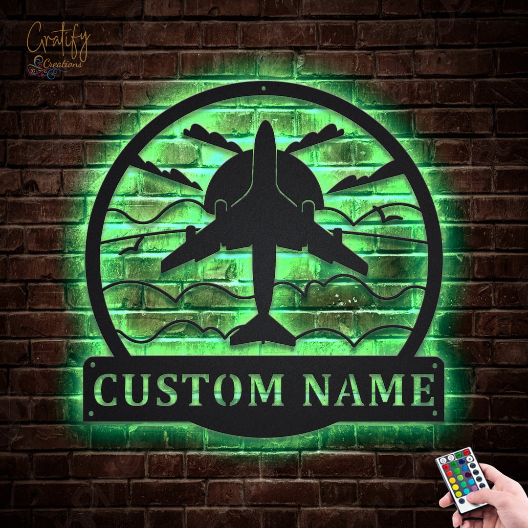 Aircraft Metal Sign LED Lights V6, Custom Aircraft Mechanic Metal Sign ...