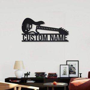 Custom Guitar Metal Sign With LED Lights,guitar Metal Wall Art RGB ...