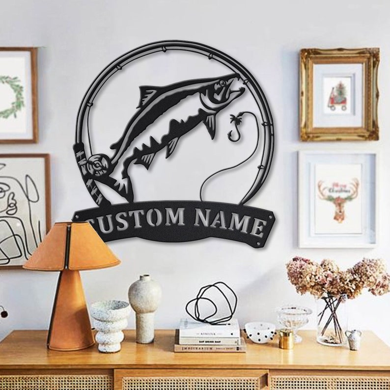 Chinook Salmon Fish Pole Monogram Metal Sign Art Chinook - Etsy