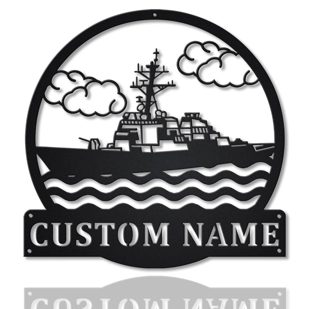 Personalized Destroyer Ship Monogram Metal Sign Art | Custom Destroyer ...