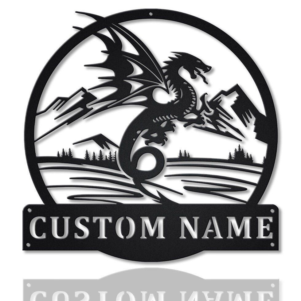 Custom Dragon Monogram Metal Sign Art V5 Personalized Dragon - Etsy