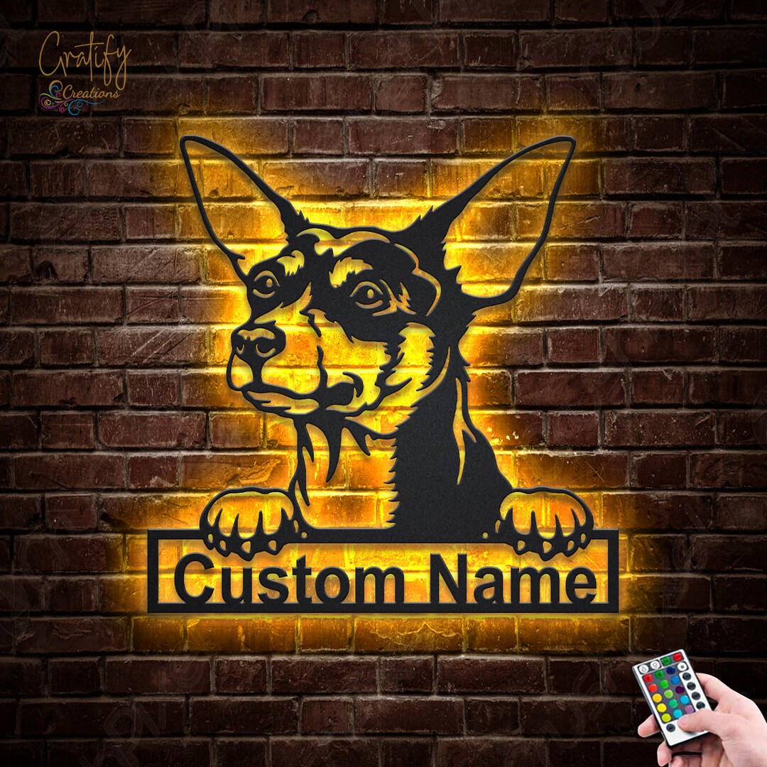 Toy Fox Terrier Dog Metal Sign LED Lights, Custom Toy Fox Terrier Sign ...