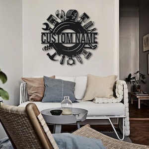Mechanic Tools Metal Wall Art LED Lights V5, Custom Mechanic Metal Sign ...