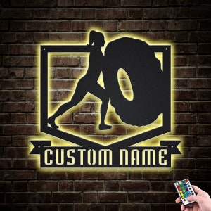 Female Bodybuilder Metal Sign LED Lights V2, Custom Bodybuilder Metal ...