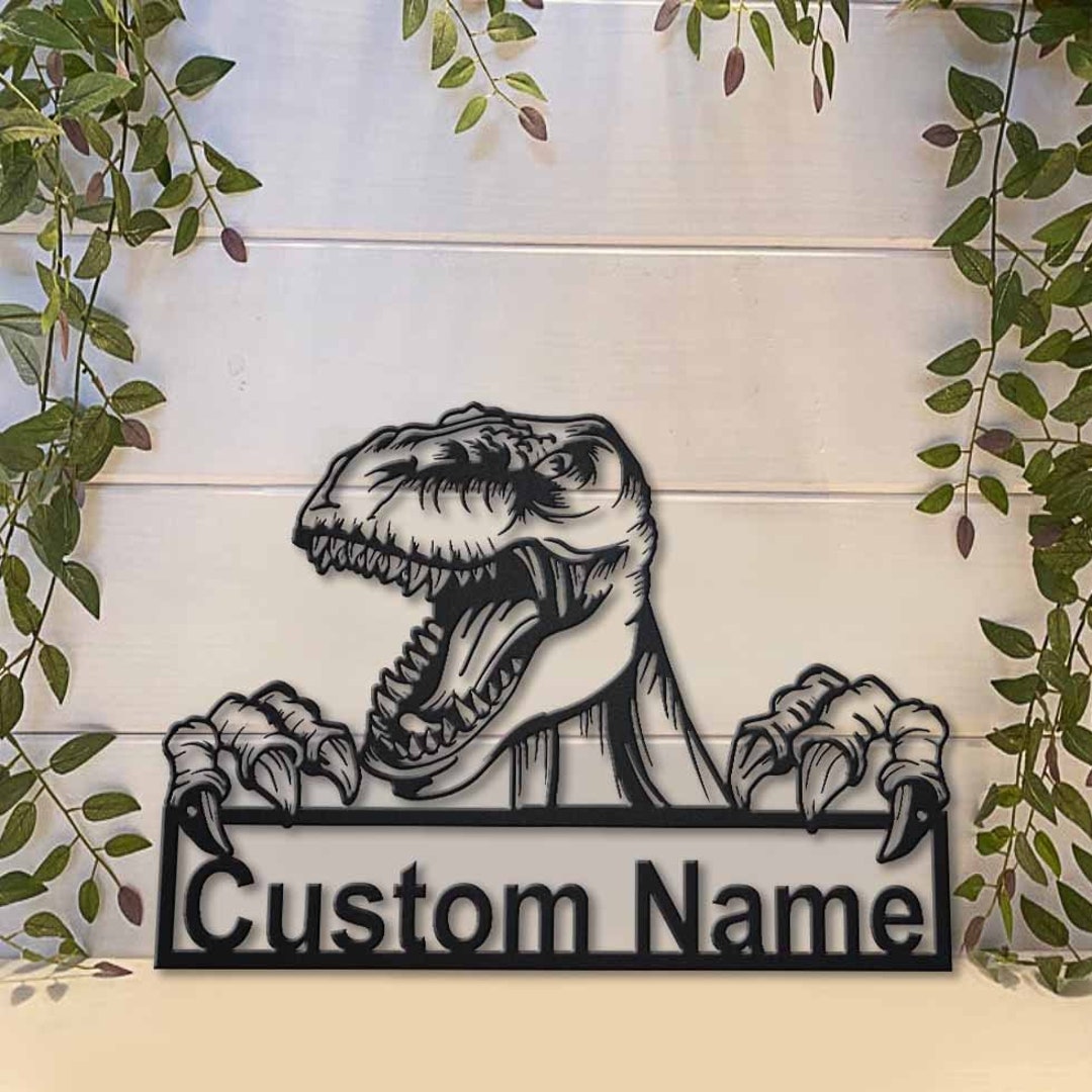 Tyrannosaurus Dinosaur Metal Sign Artt, Custom Tyrannosaurus Dinosaur ...