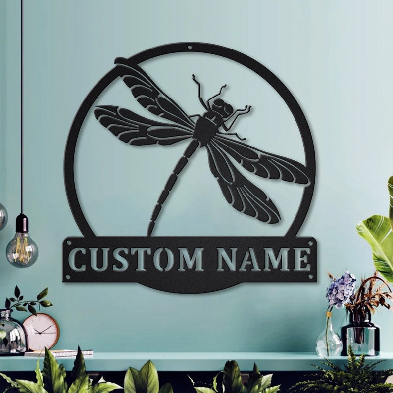 Dragonfly Monogram Metal Sign Art Dragonfly Metal Sign - Etsy