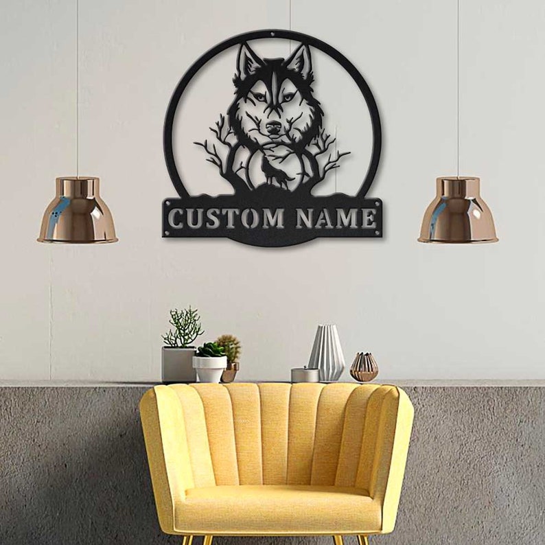 Custom Wolf Monogram Metal Sign Art Personalized Wolf - Etsy