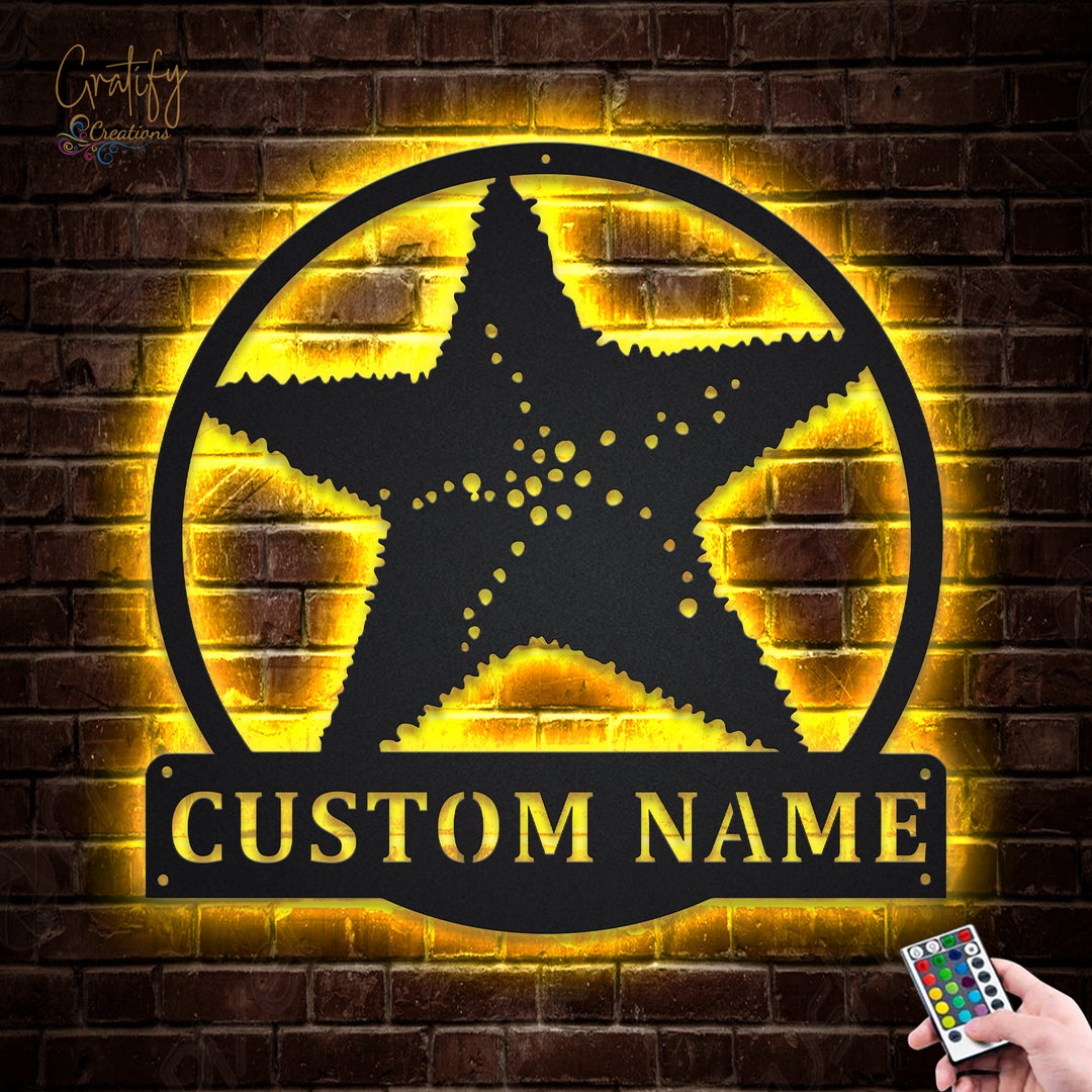 Starfish Metal Sign LED Lights V1, Custom Starfish Metal Sign, Starfish ...