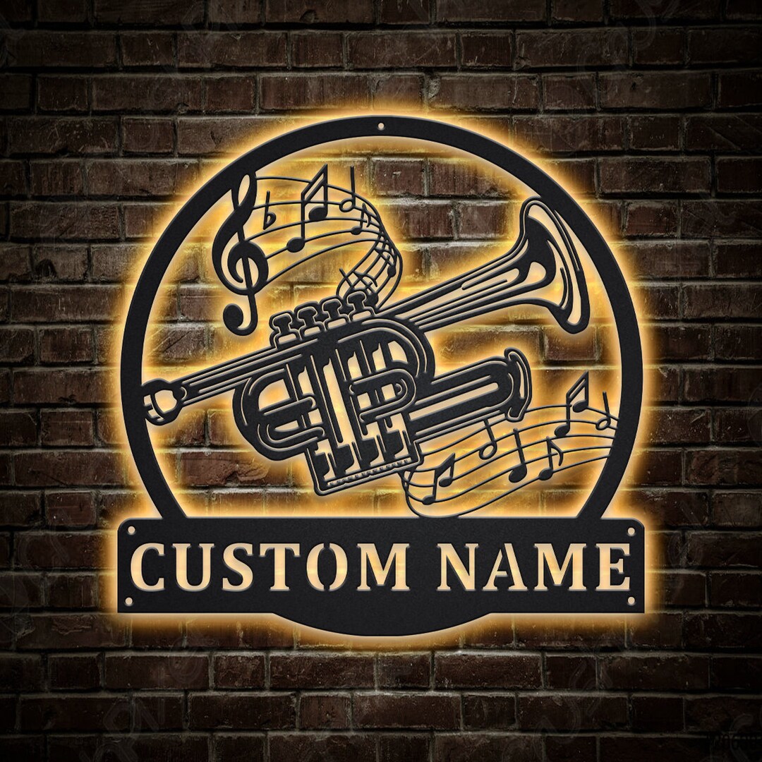 Custom Piccolo Trumpet Metal Wall Art With LED Lights, Personalized ...