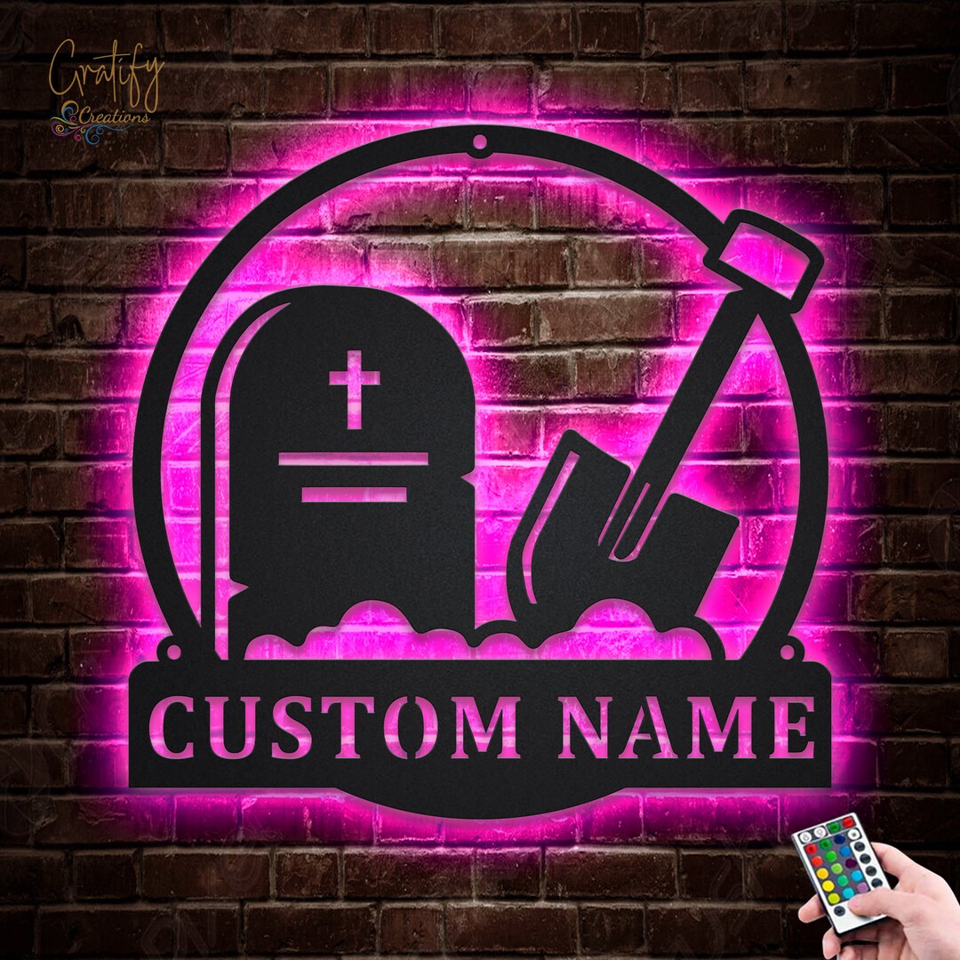 Miner Shovel Metal Sign With LED Lights V2, Custom Miner Shovel Metal ...