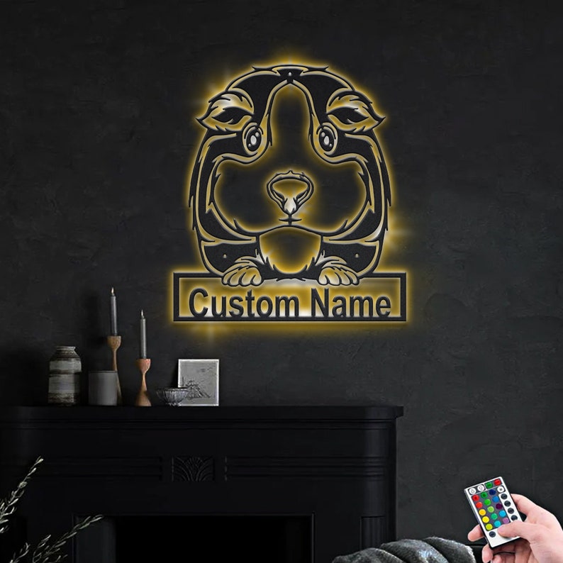Custom Guinea Pig Metal Wall Art With LED Lights Personalized - Etsy