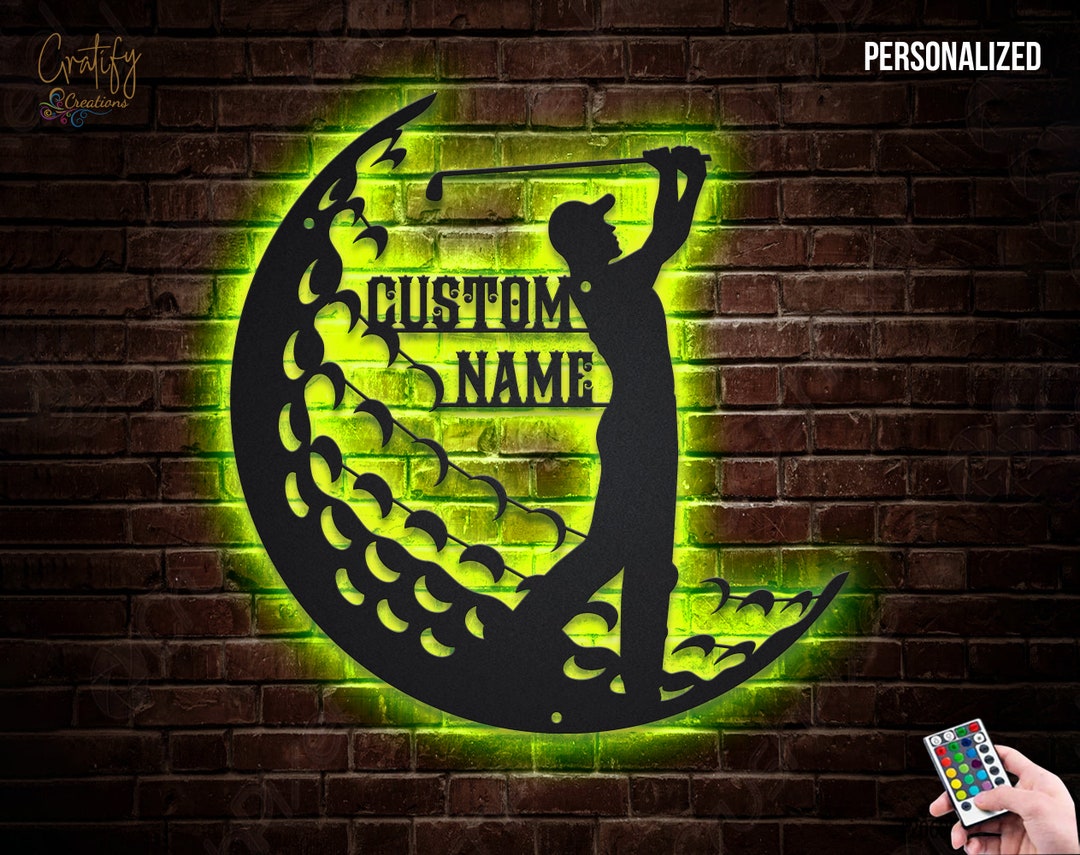 Golf Sign Personalized,custom Golfing Metal Wall Art With Led Lights ...