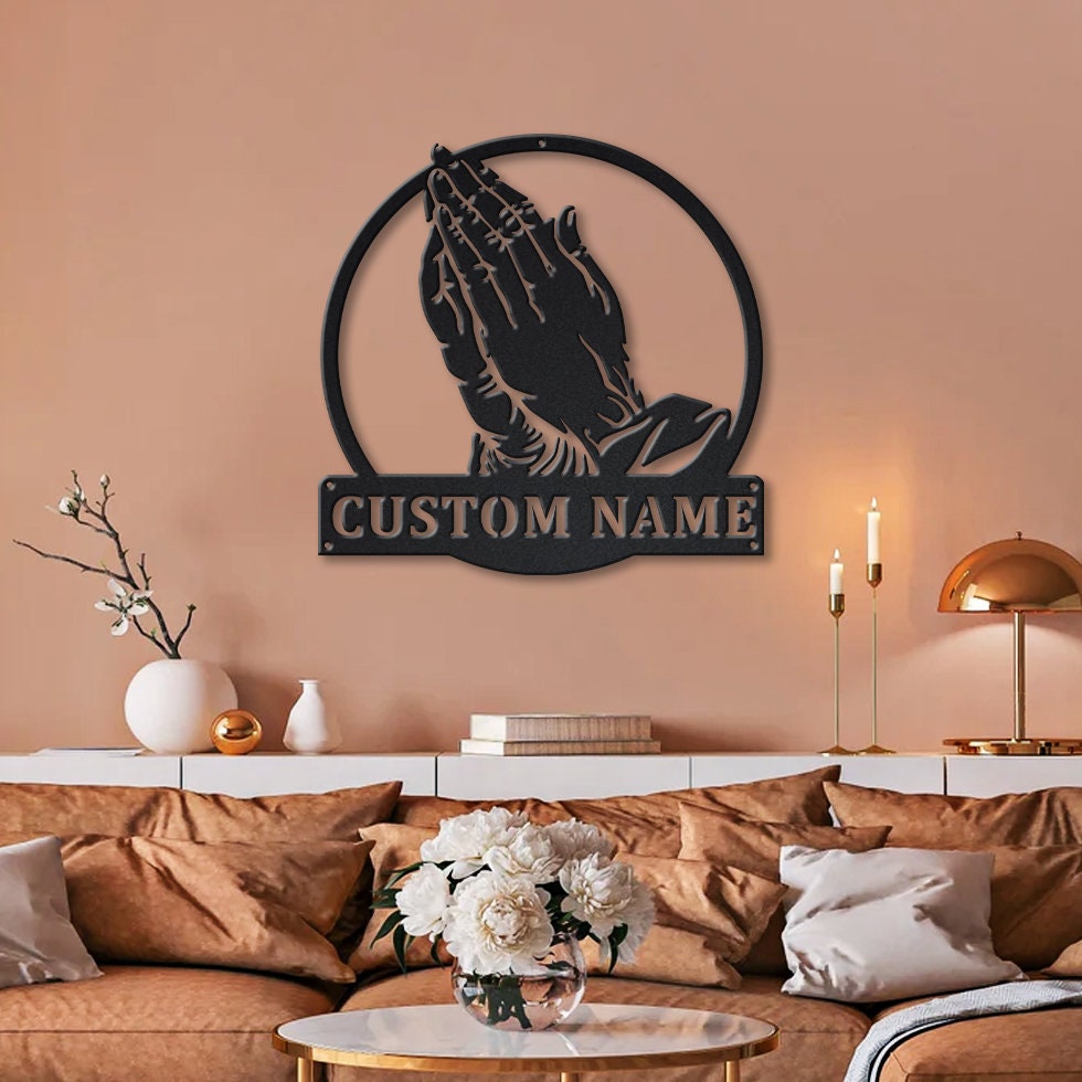 Praying Hands Metal Wall Art LED Lights V5 Custom Prayer - Etsy