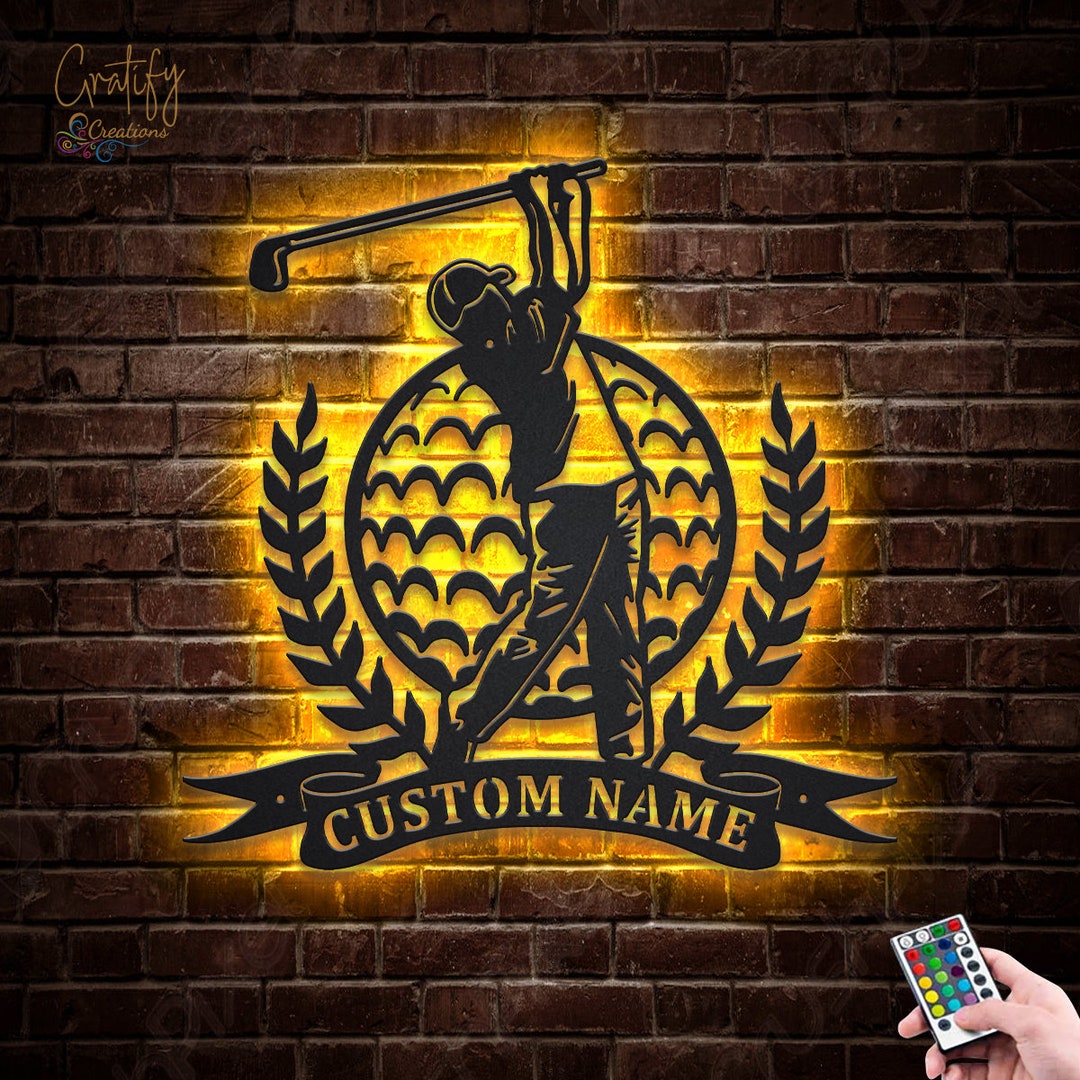 Golf Metal Wall Art LED Lights V1, Custom Golf Metal Sign, Golf Men ...