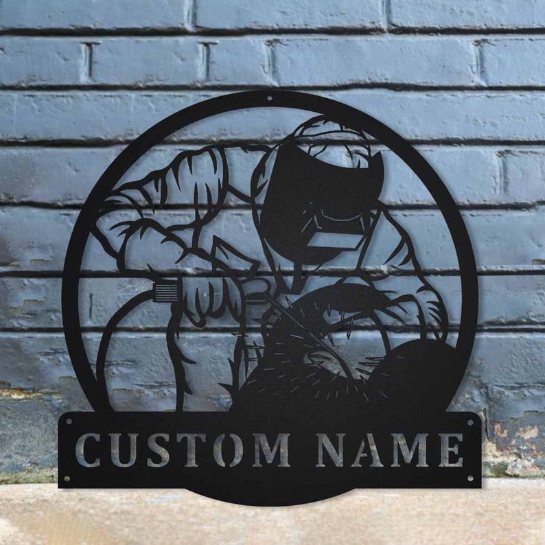 Welder Monogram Metal Wall Art LED Lights Custom Welder Metal - Etsy
