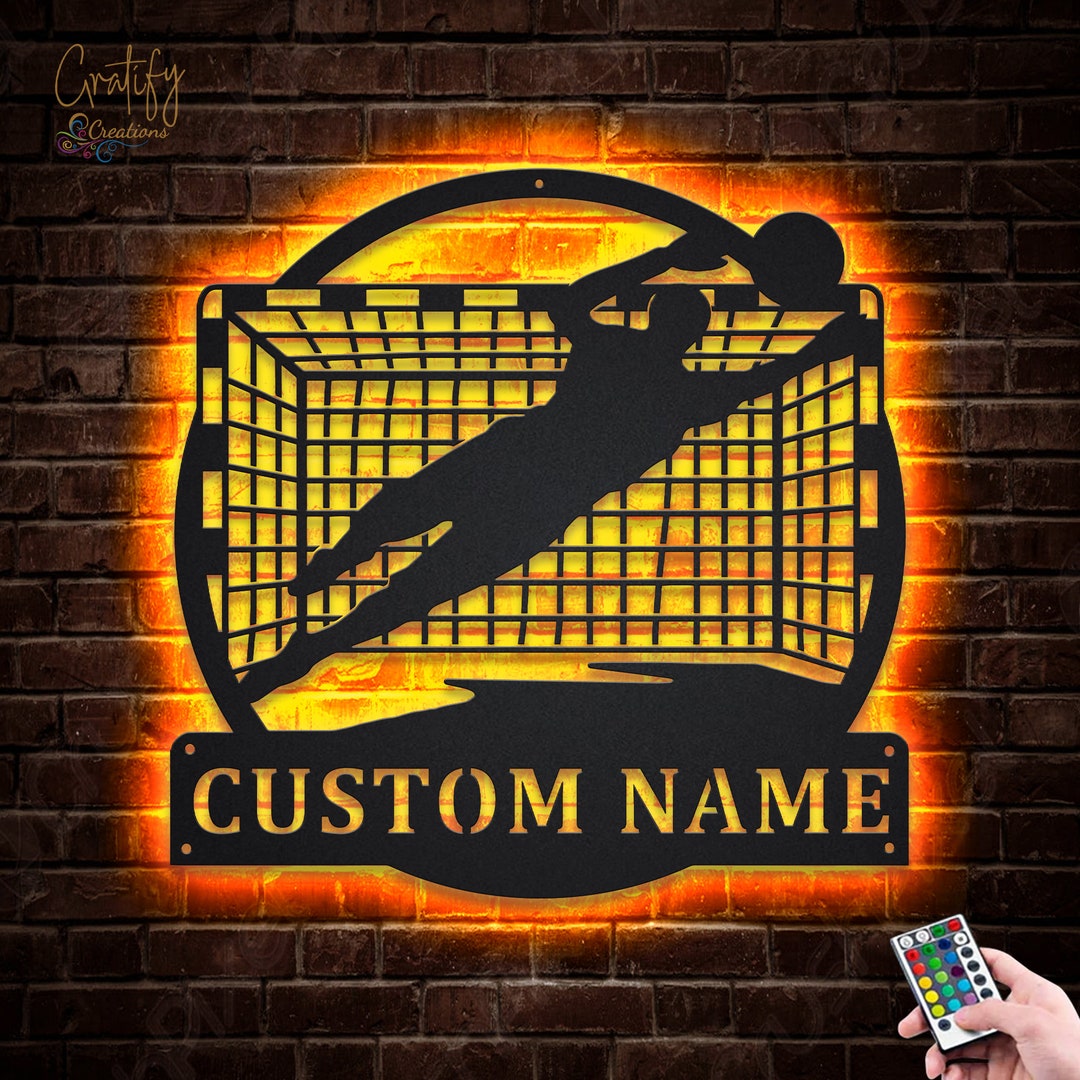 Soccer Players Metal Sign LED Lights V5, Custom Soccer Football Metal ...