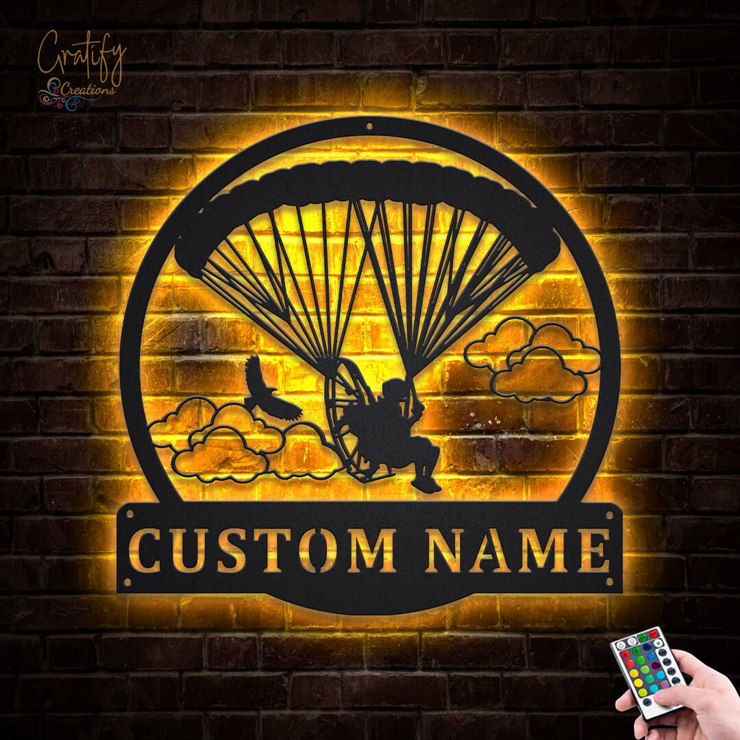 Powered Parachute Metal Wall Art With LED Lights, Custom Powered ...