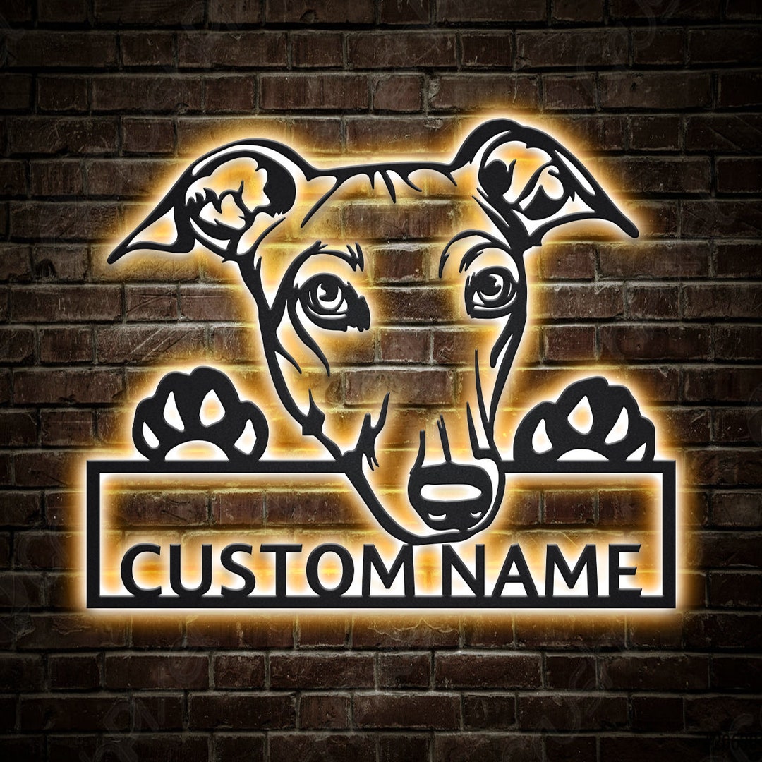 Custom Greyhound Dog Metal Wall Sign With LED Lights – Personalized ...