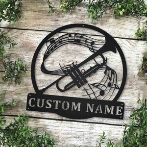 Custom Trumpet Monogram Metal Sign Art, Personalized Trumpet Monogram ...