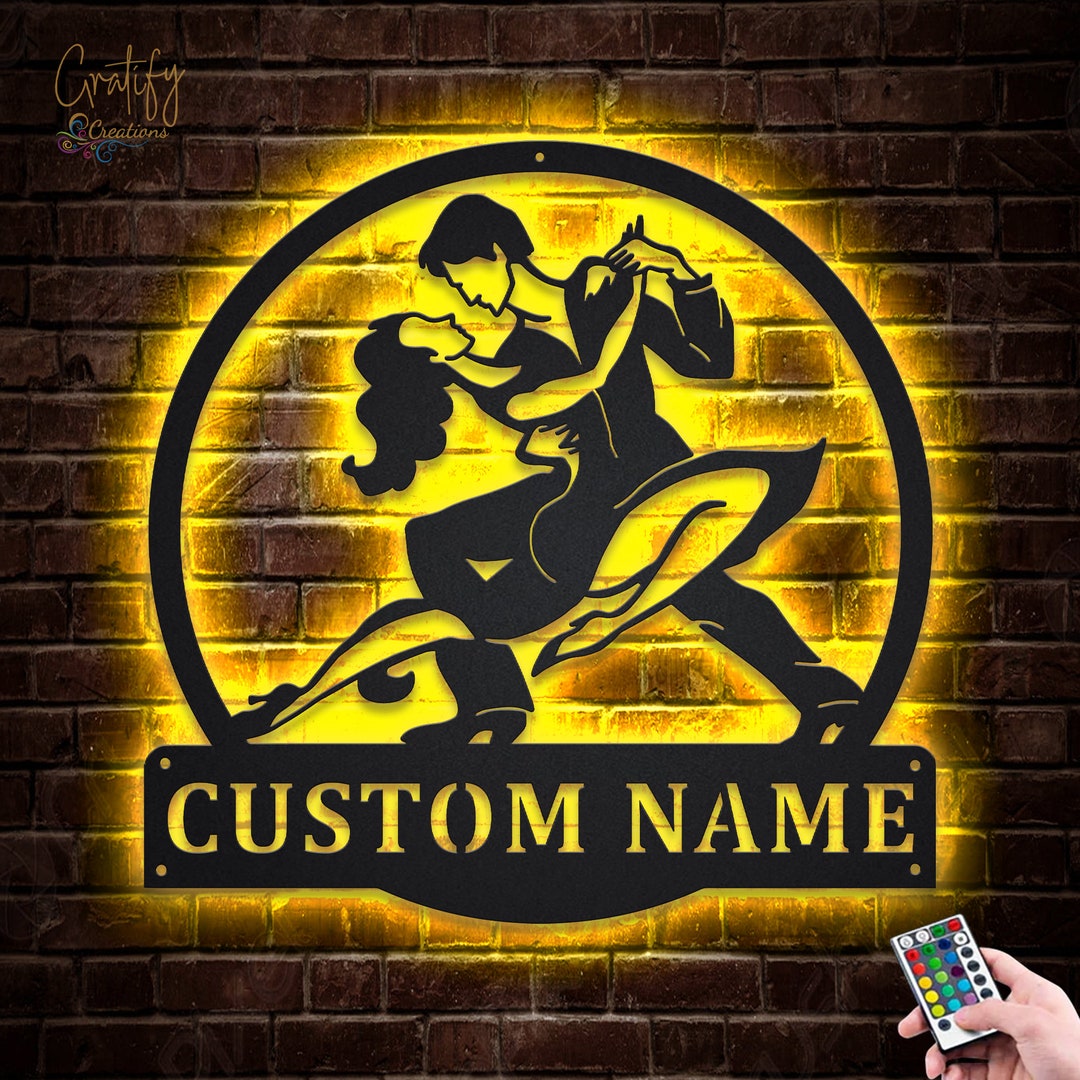 Tango Dance Sport Metal Wall Art LED Light V8, Custom Tango Sport Metal ...