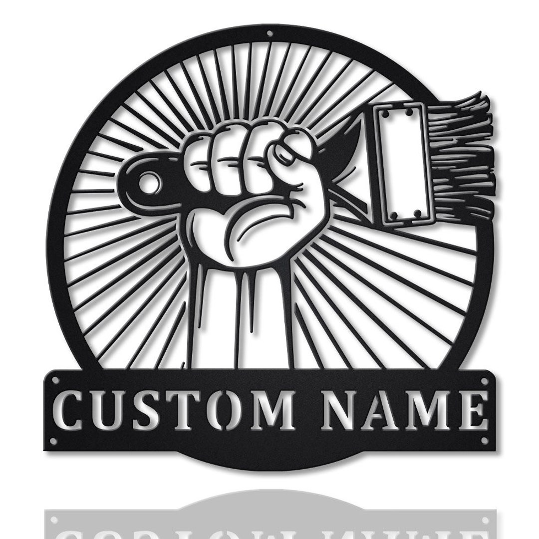 Paint Brush Painter Metal Sign Art, Custom Paint Brush Painter Metal ...