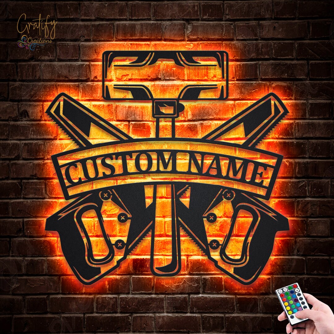 Carpenter Metal Sign LED Lights V2, Custom Carpenter Metal Sign ...