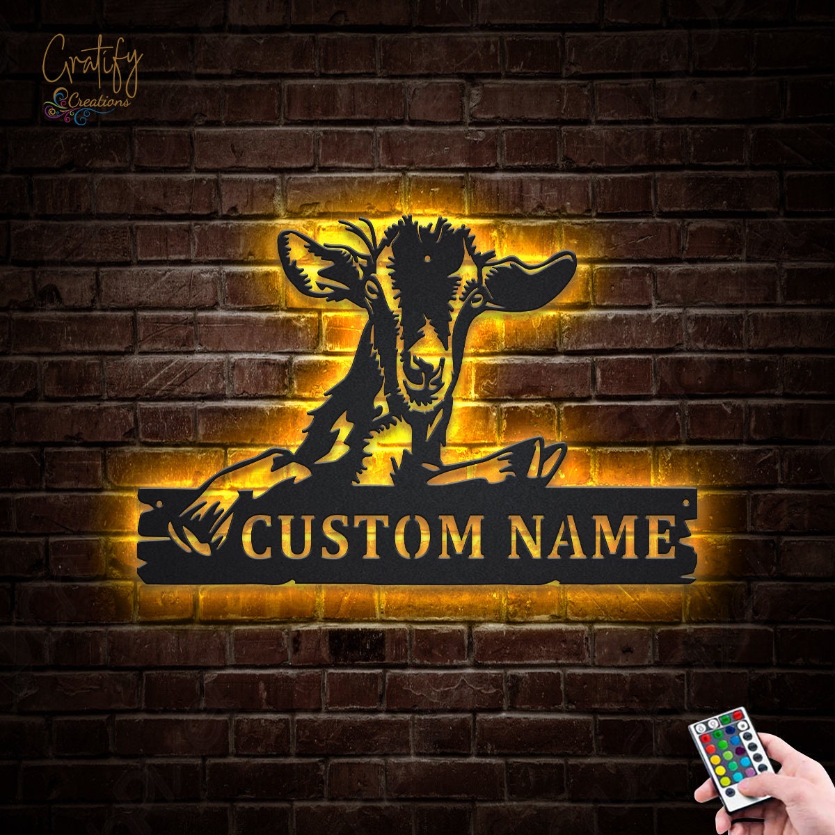 Goat Farm Metal Sign With LED Lights V2, Custom Goat Farm Metal Sign ...