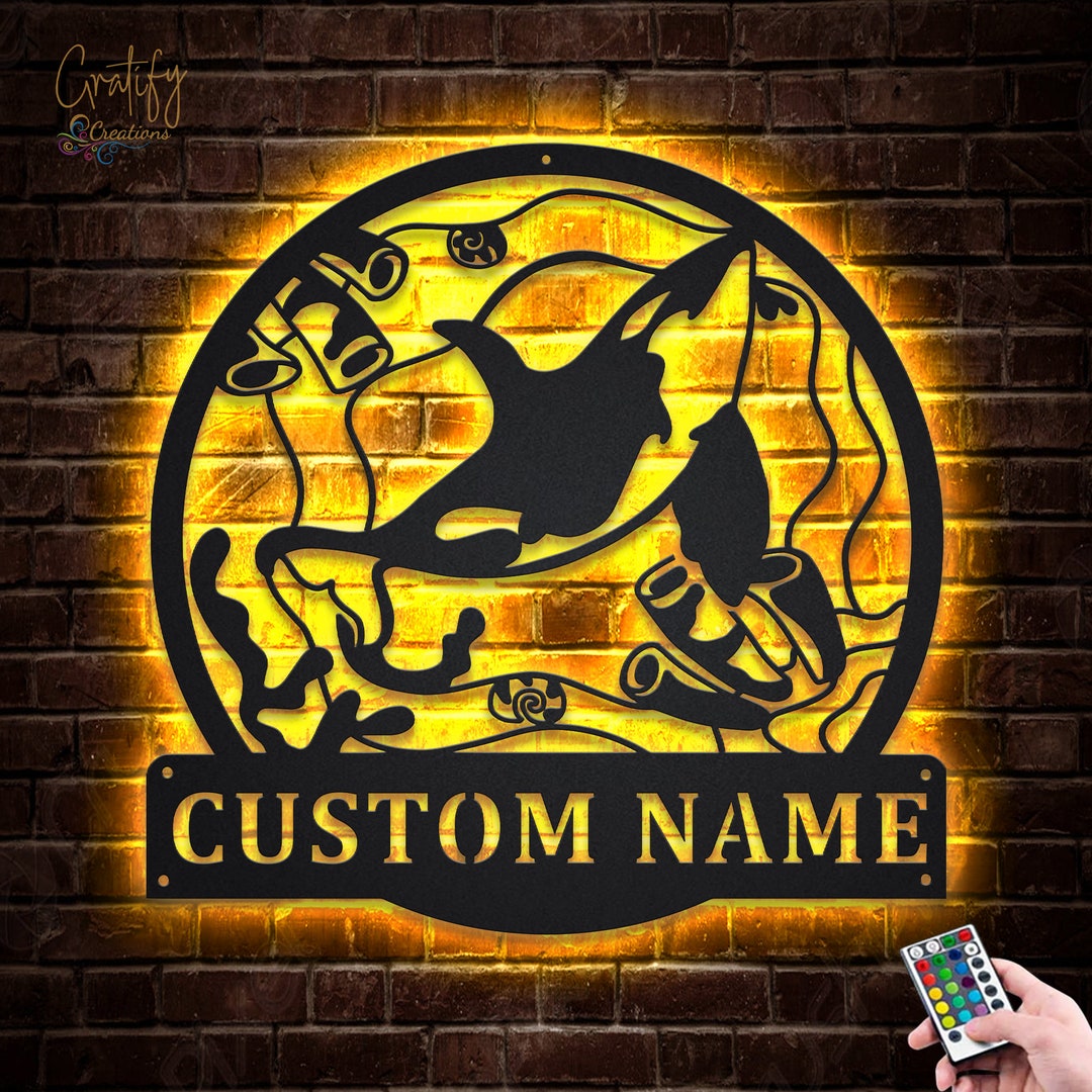 Orca Whale Metal Sign LED Lights V8, Custom Orca Whale Metal Sign, Orca ...