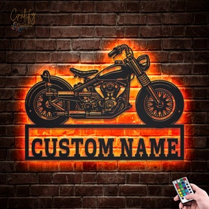 Choper Motorcycle Metal Sign With Lights,personalized Motorbike Biker ...