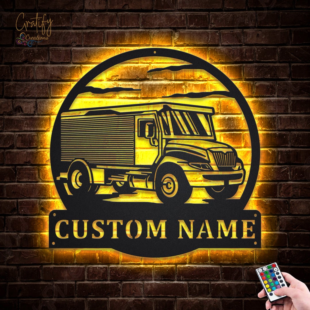 Armored Truck Monogram Metal Sign LED Lights, Custom Armored Truck ...
