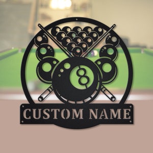 Custom Billiards Metal Sign LED Lights V4, Personalized Billiards Neon ...