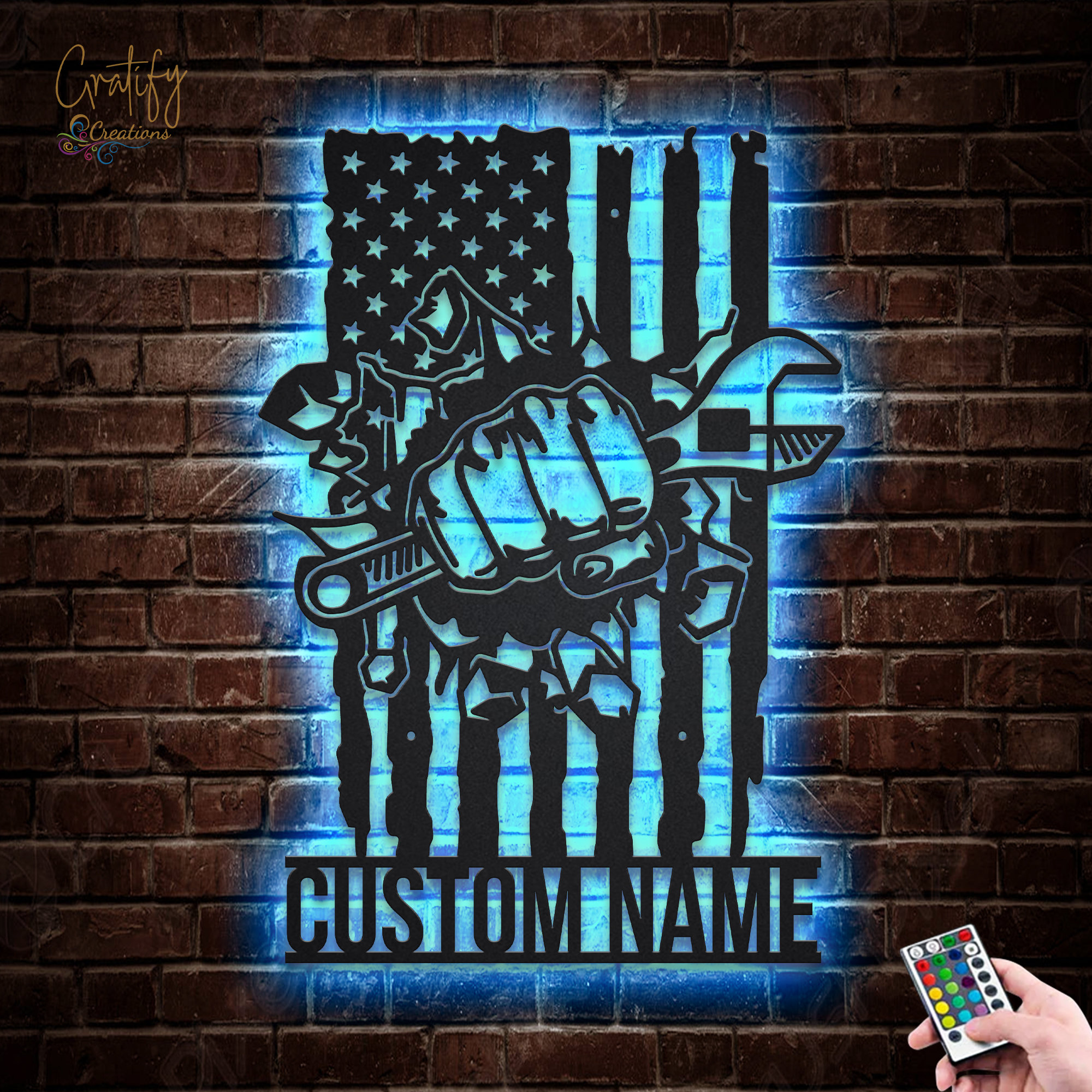 Mechanic Tools Metal Wall Art LED Lights V6 Custom Mechanic - Etsy