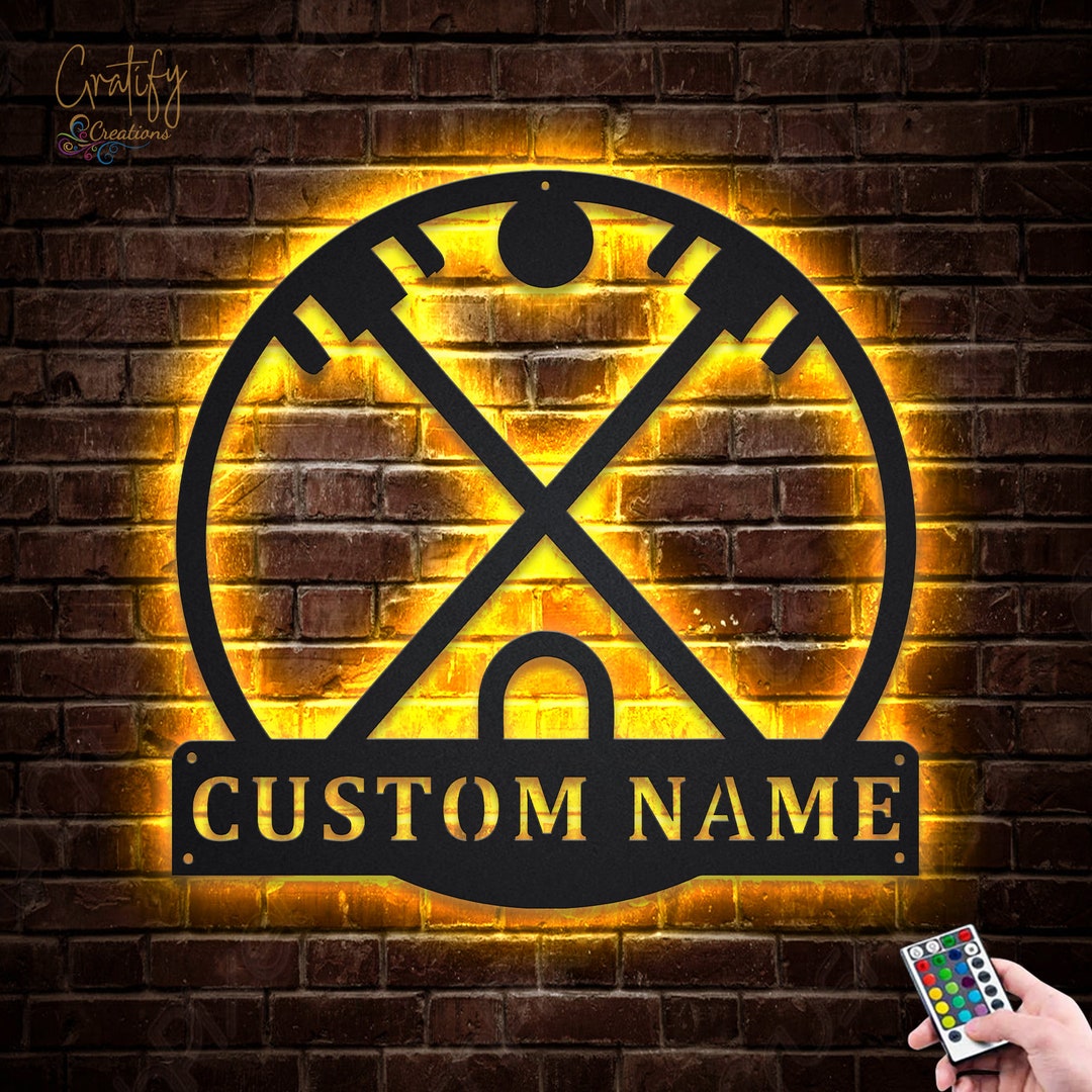 Croquet Sport Metal Sign LED Lights, Custom Croquet Sport Metal Sign ...